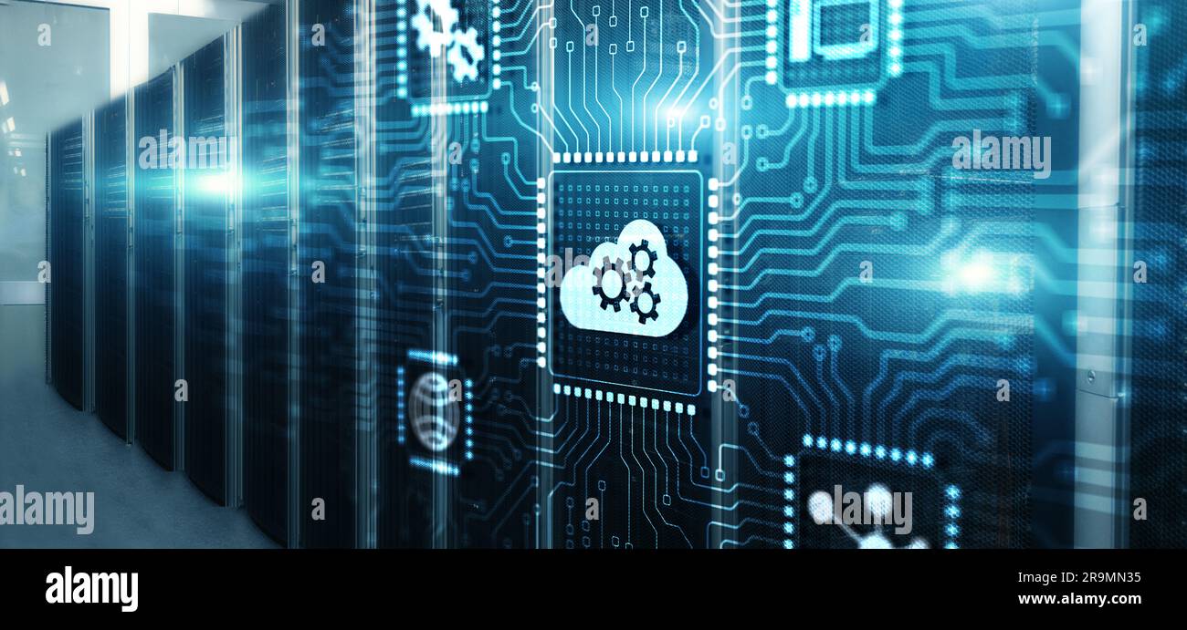 Cloud computing concept. Connect to cloud. 3d Electronic Circuit Board ...