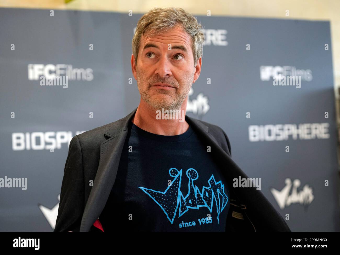 Mark Duplass poses at the premiere of the film "Biosphere," Tuesday ...
