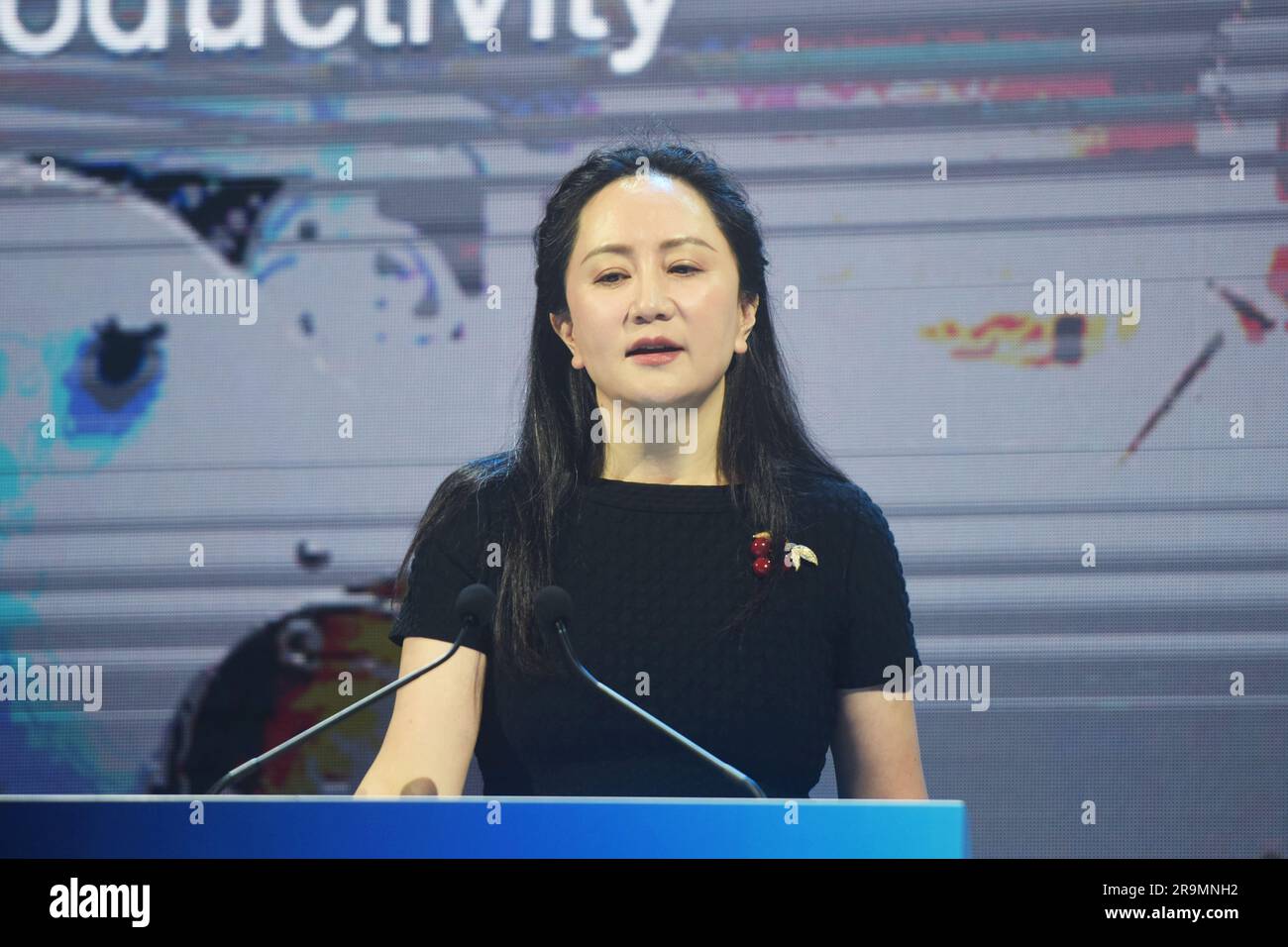 SHANGHAI, CHINA - JUNE 28, 2023 - Meng Wanzhou delivers a keynote ...