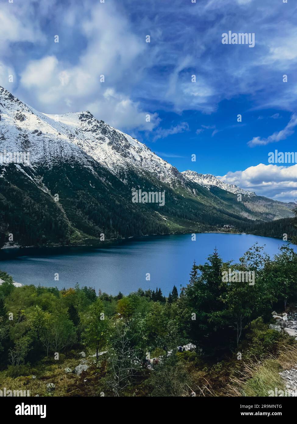 Morskie Oko lake Snowy Mountain Hut in Polish Tatry mountains, Zakopane ...