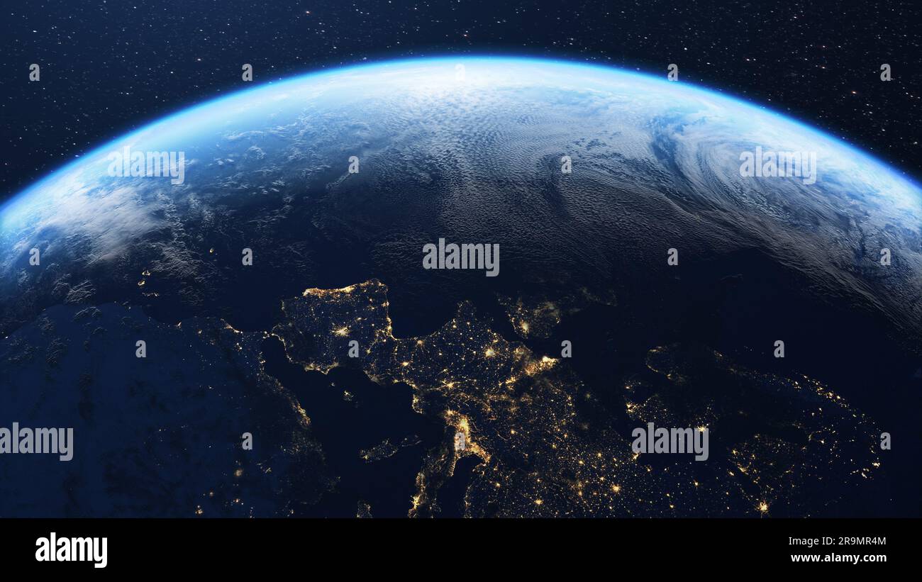 Planet earth and Europe seen from space Stock Photo - Alamy