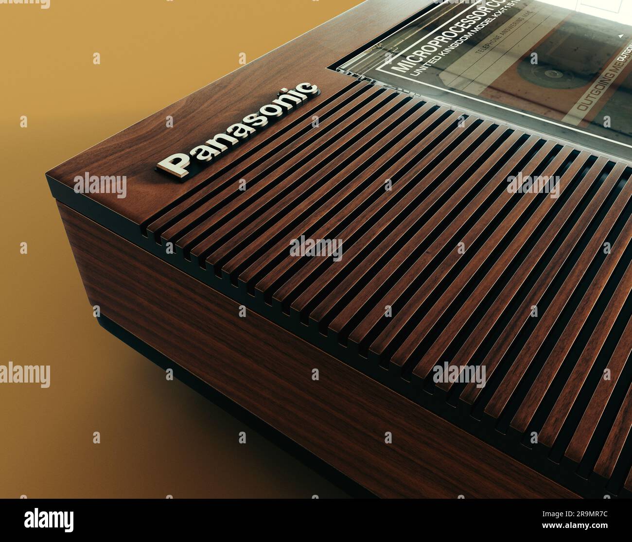 A 3D render of a Panasonic vintage eighties answering machine on a ...