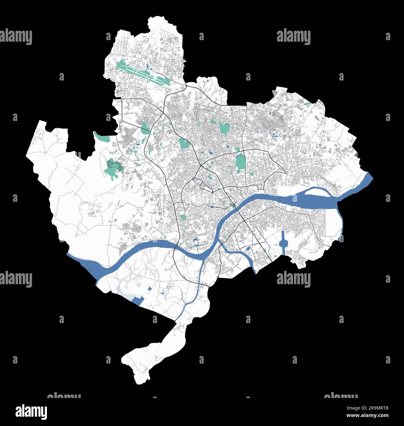 Palembang map. Detailed map of Palembang city administrative area ...