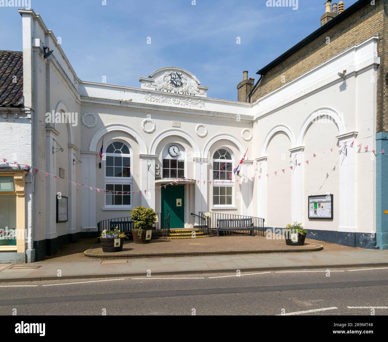 Historic Corn Exchange market hall building in town centre, Saxmundham ...