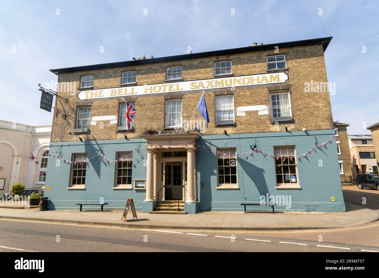 Historic Bell Hotel building in town centre, Saxmundham, Suffolk ...