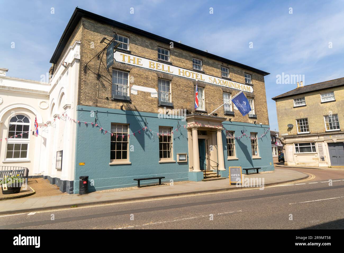 Historic Bell Hotel building in town centre, Saxmundham, Suffolk ...