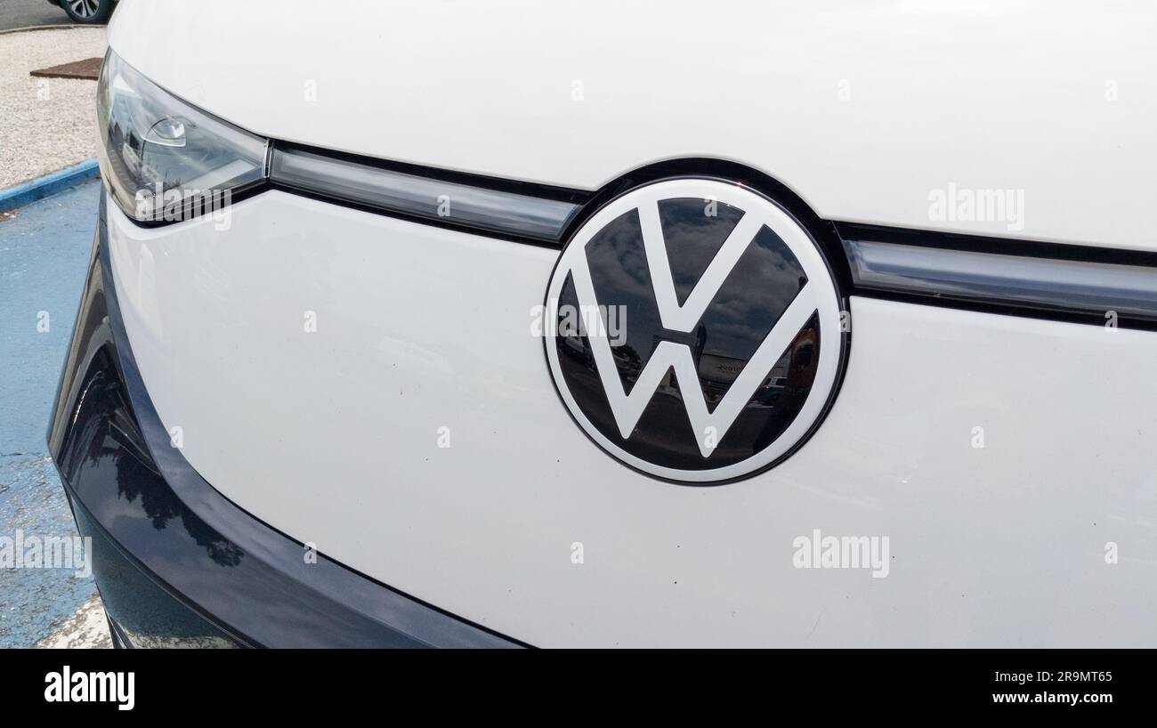 Bordeaux , France - 06 27 2023 : VW ID Buzz front logo brand volkswagen ...