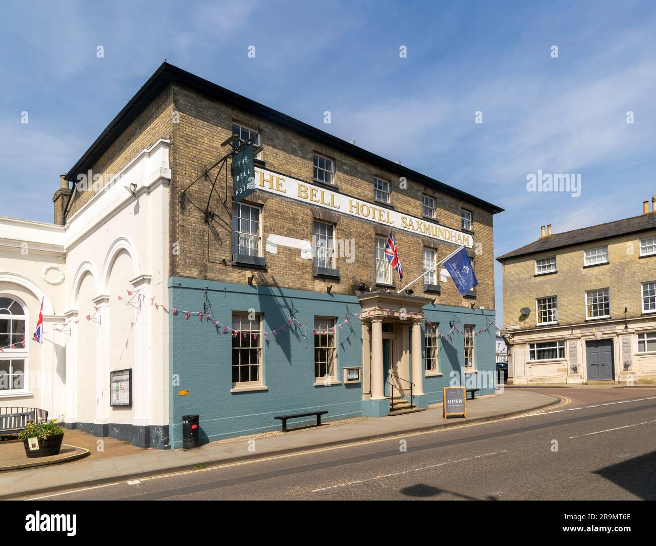 Historic Bell Hotel building in town centre, Saxmundham, Suffolk ...