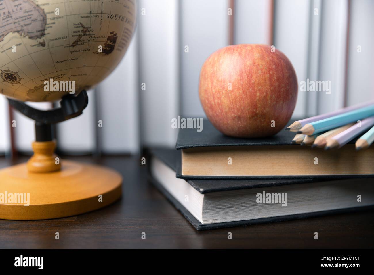 Back to school with stationery background such as books, pens, pencils ...