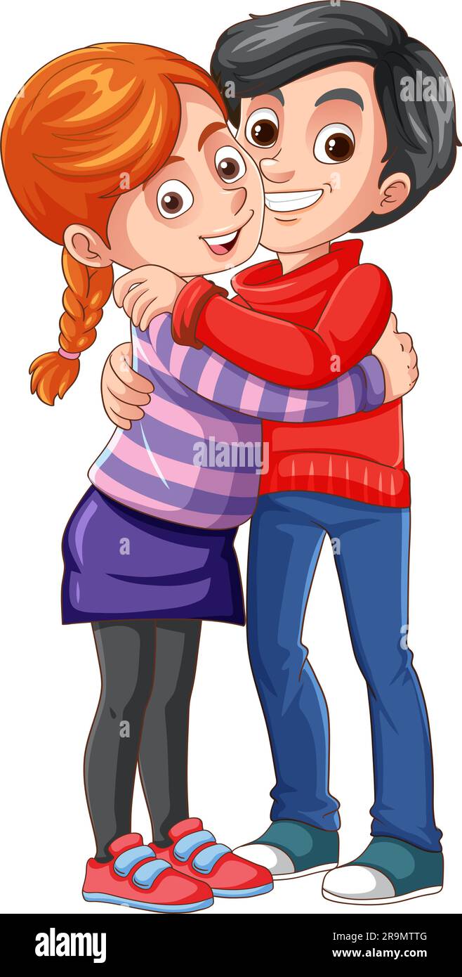 Cute young couple cartoon character illustration Stock Vector Image ...