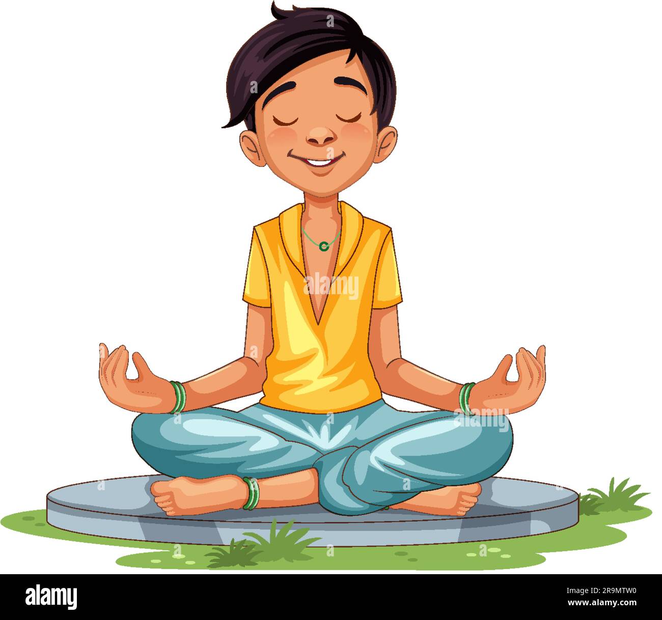 Asian man cartoon practice meditation illustration Stock Vector Image ...