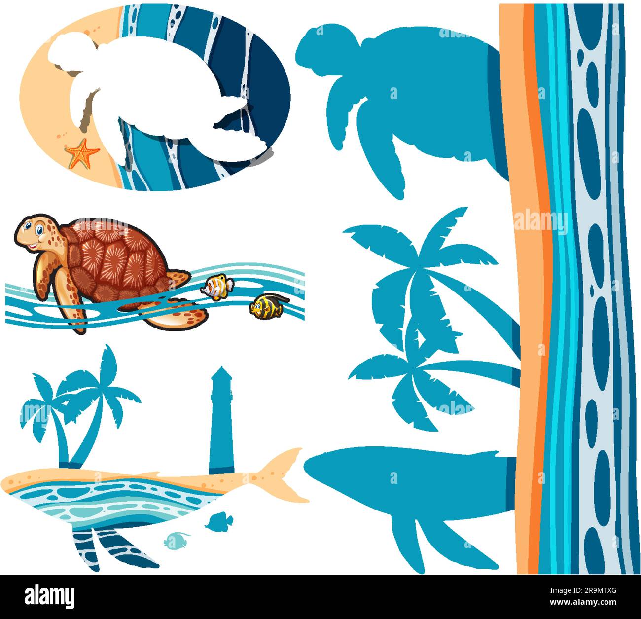 Set of mix sea object illustration Stock Vector Image & Art - Alamy