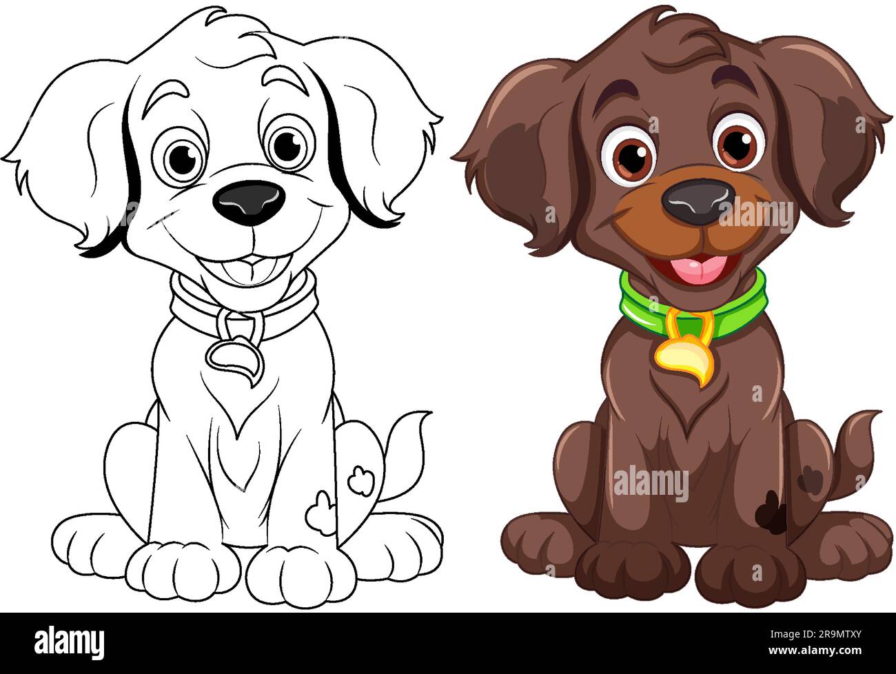 Coloring page outline of cute dog illustration Stock Vector Image & Art ...