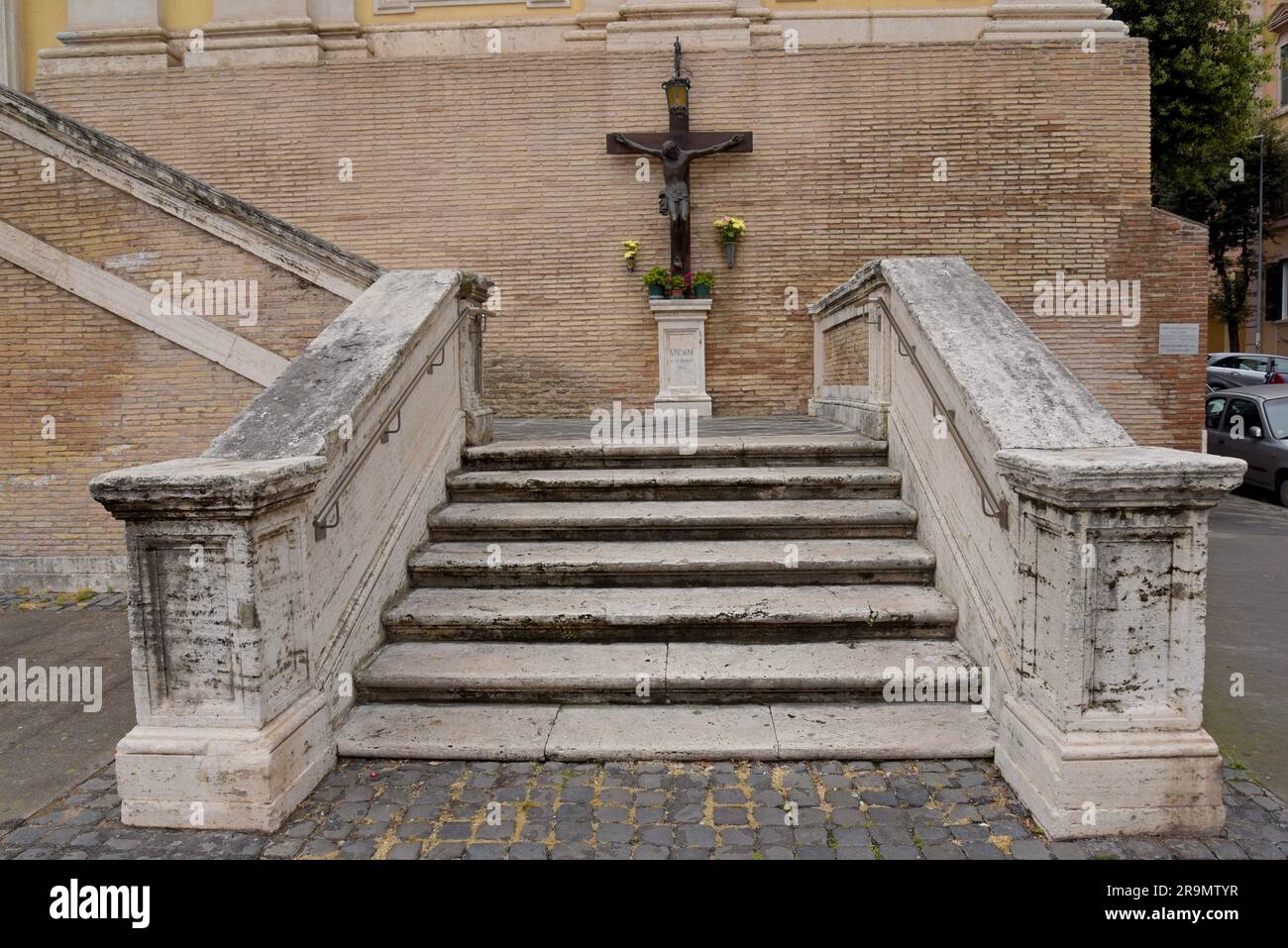 Cross on the entrance steps of the Church of Saint Mary of Grace 'alle ...