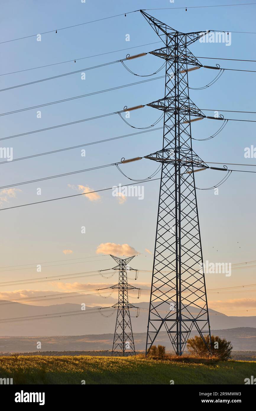 Power lines. Energy industry. Industrial electricity transmission ...
