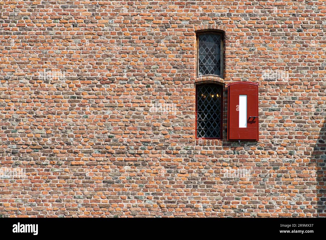 Closeup of the wall with window of medieval castle Doornenburg in ...
