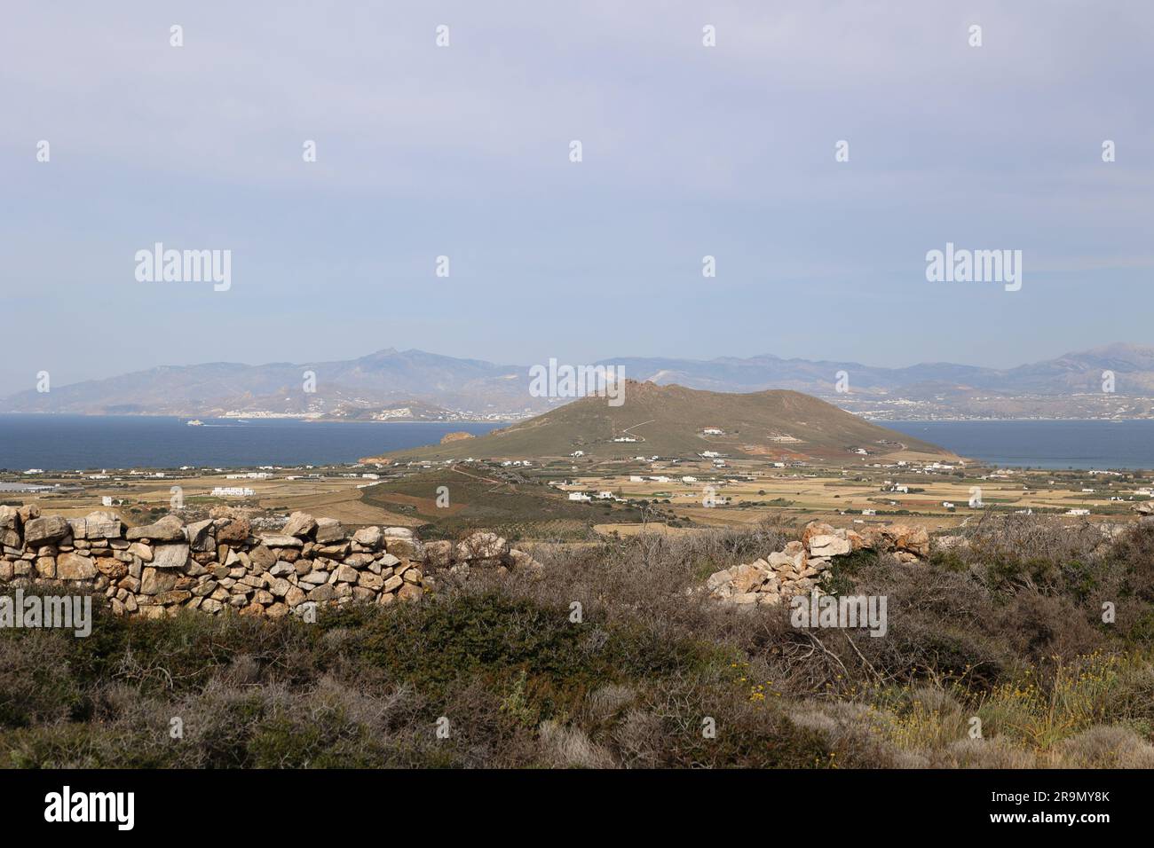 View of the landscape from Analipsi, Naousa on the Cyclades island of ...