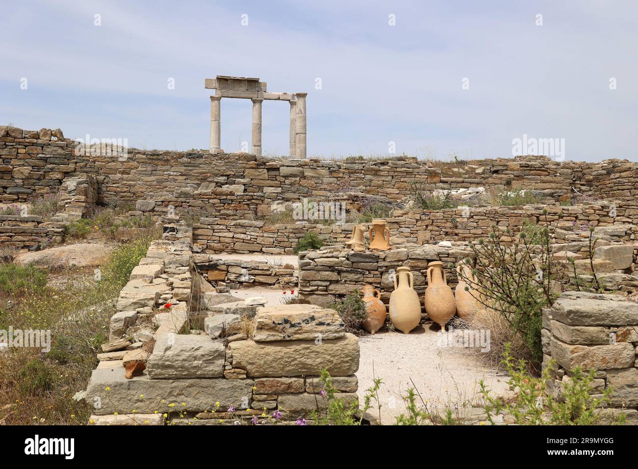 Amphorae-Relics of an ancient time in ruins on the Cyclades island of ...