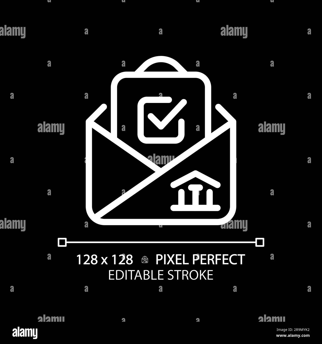 Editable white linear icon with checkmark and envelope Stock Vector ...