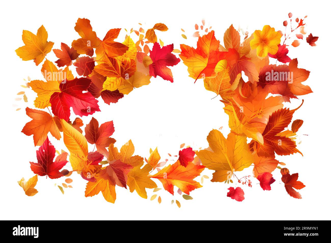 Autumn Leaves Border isolated on white background Stock Vector Image ...
