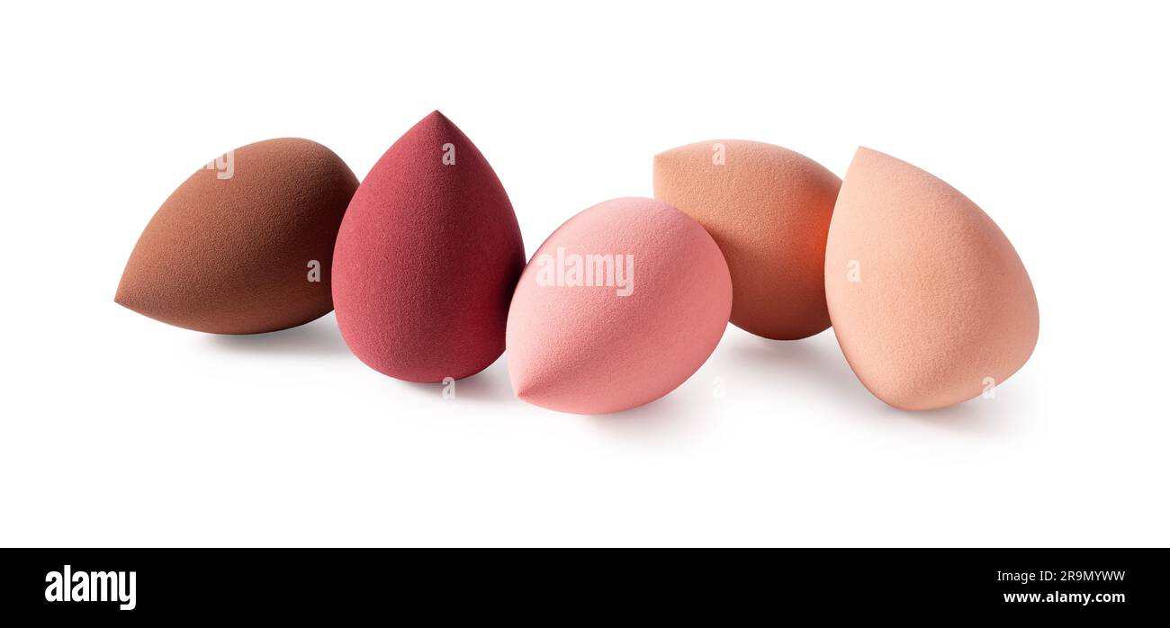 An egg-shaped makeup sponge placed on a white background Stock Photo ...