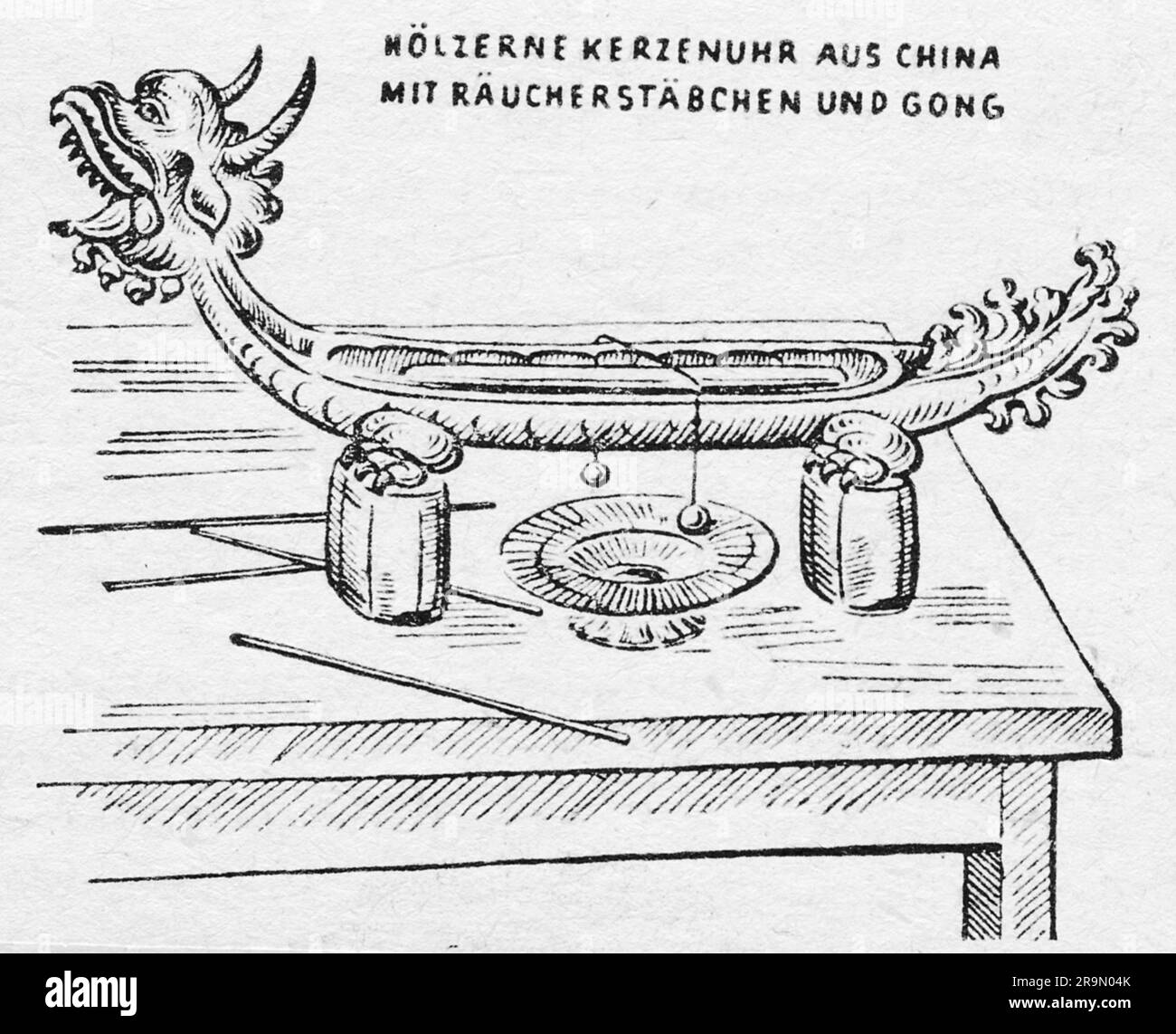 clock, fire / candle clocks, Chinese candle clock, wood with incense ...