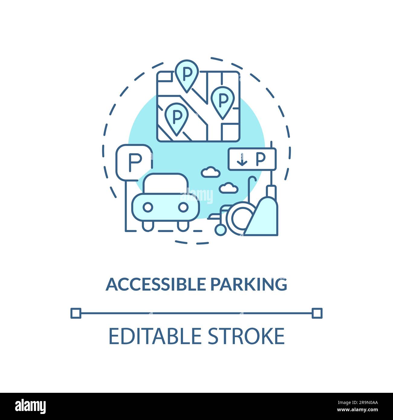Accessible parking turquoise concept icon Stock Vector Image & Art - Alamy