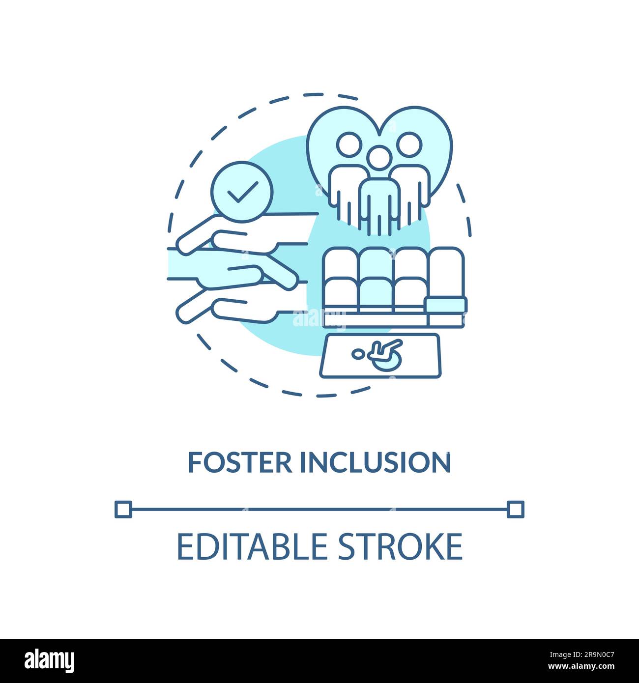 Foster inclusion turquoise concept icon Stock Vector Image & Art - Alamy