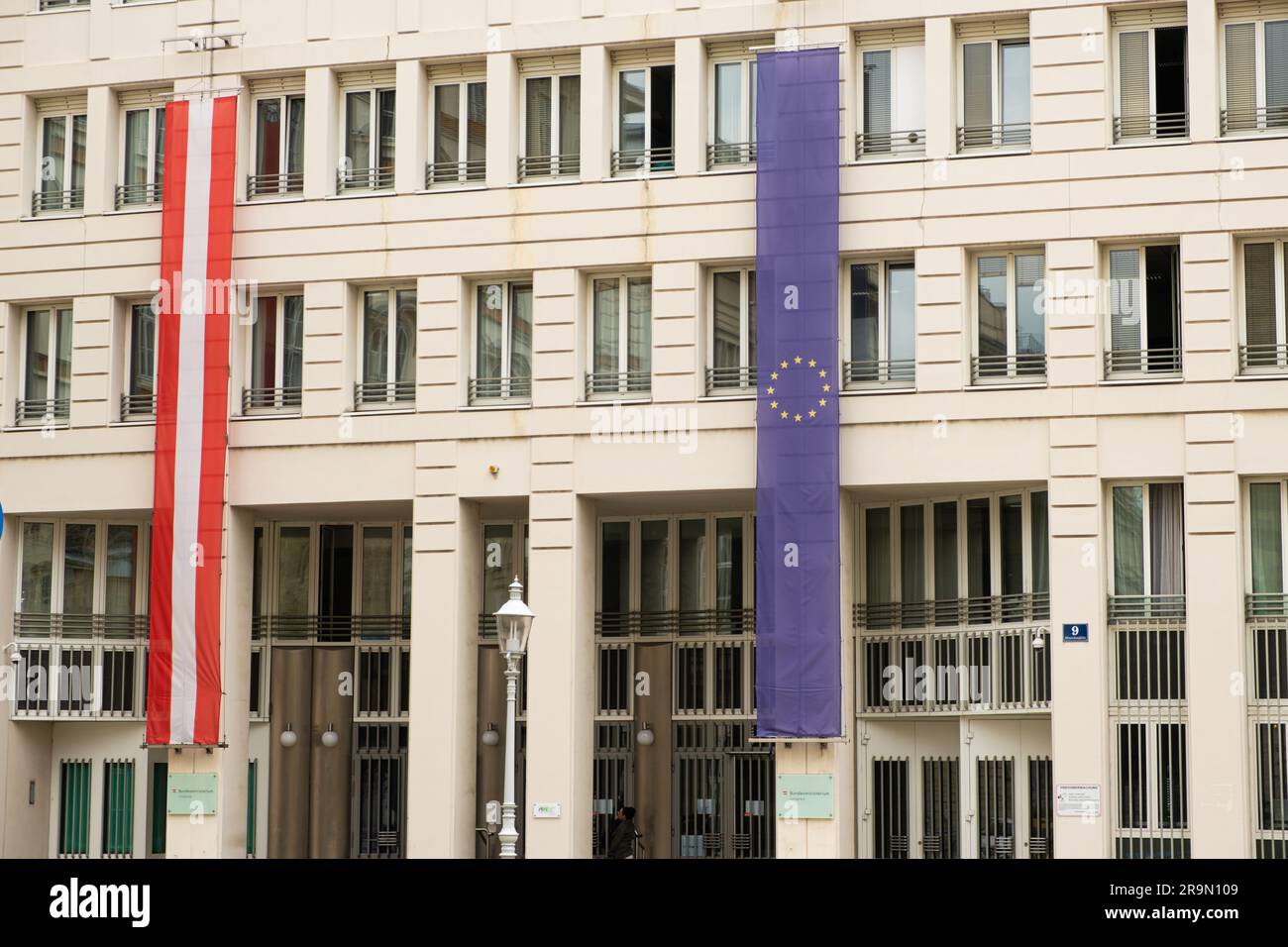 Federal Ministry of the Interior in Vienna in Austria, flags of Austria ...