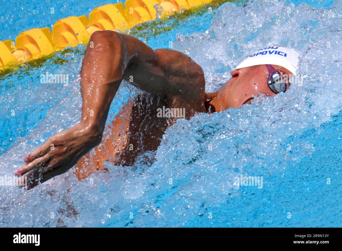 David Popovici of Romania competes in the 100m Freestyle Men Heats ...