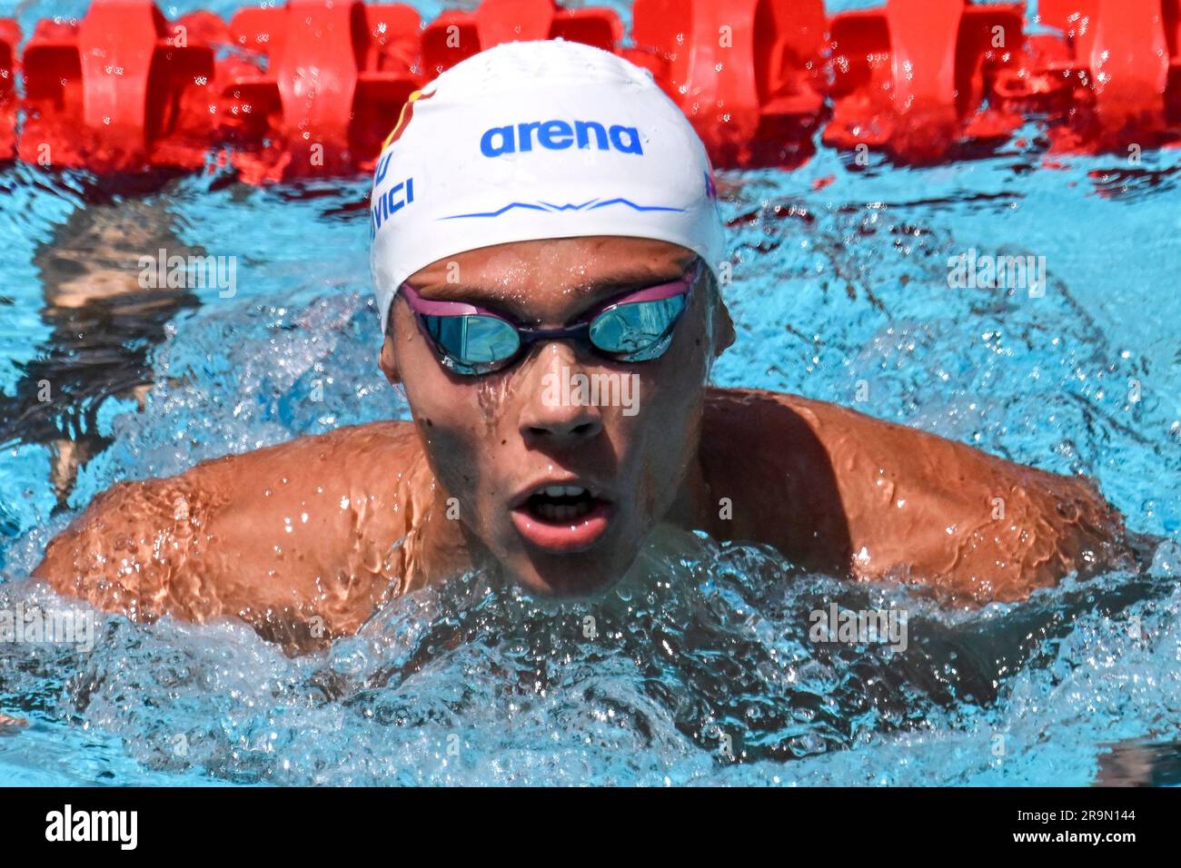 David Popovici of Romania competes in the 100m Freestyle Men Heats ...