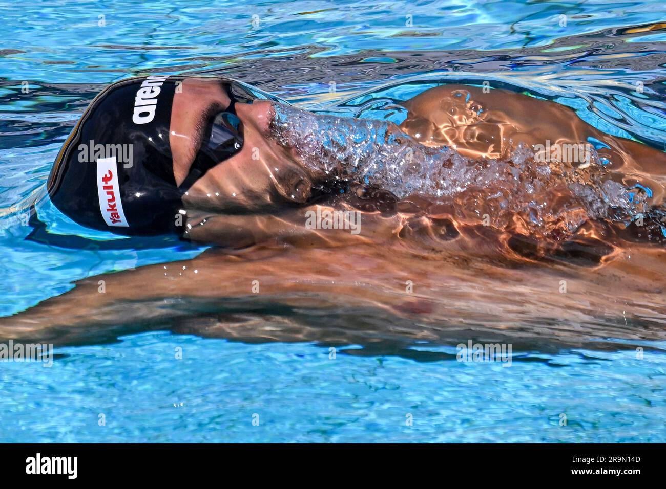 Thomas Ceccon of Italy competes in the 50m Backstroke Men Heats during ...