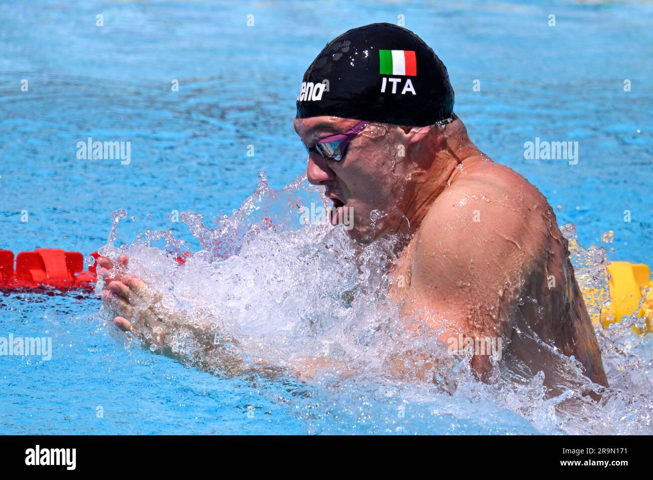 Simone Cerasuolo of Italy competes in the 50m Breaststroke Men Heats ...