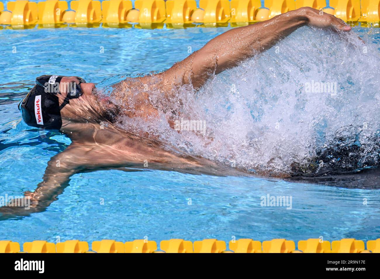 Thomas Ceccon of Italy competes in the 50m Backstroke Men Heats during ...