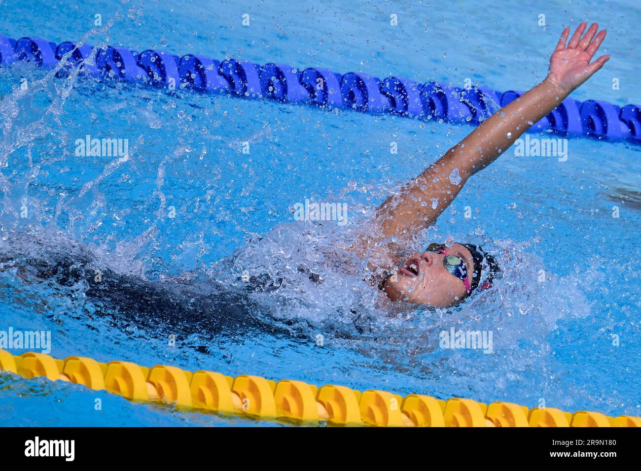 Miki Takahashi of Japan competes in the 100m Backstroke Women Heats ...