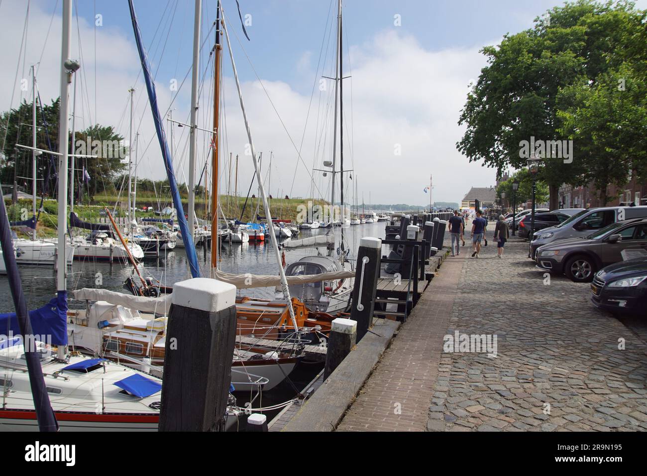 Marina (Binnenhaven) with sailing ships, motorboats near the Veerse ...
