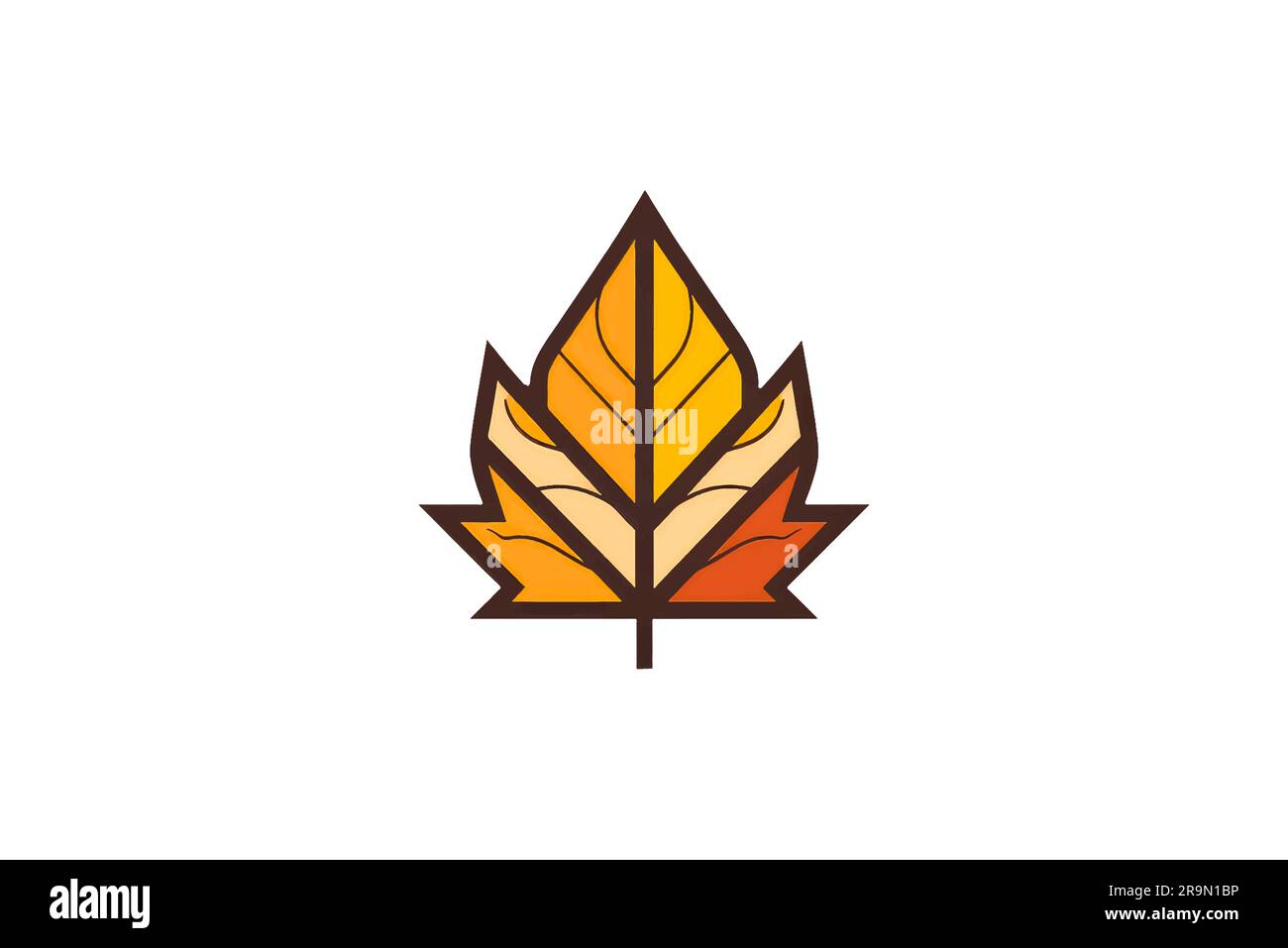 cartoon autumn leaf on white background in flat style for icon Stock ...