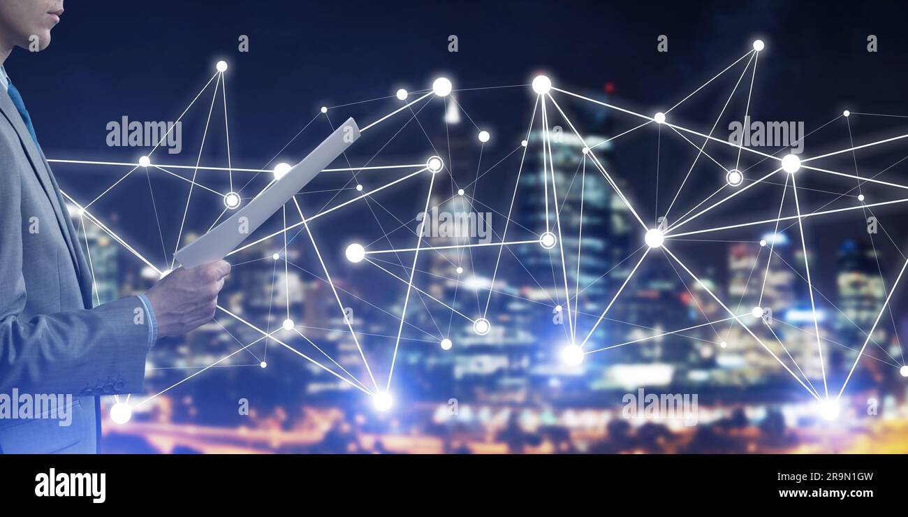 Concept of modern business networking that connect and cooperate people ...