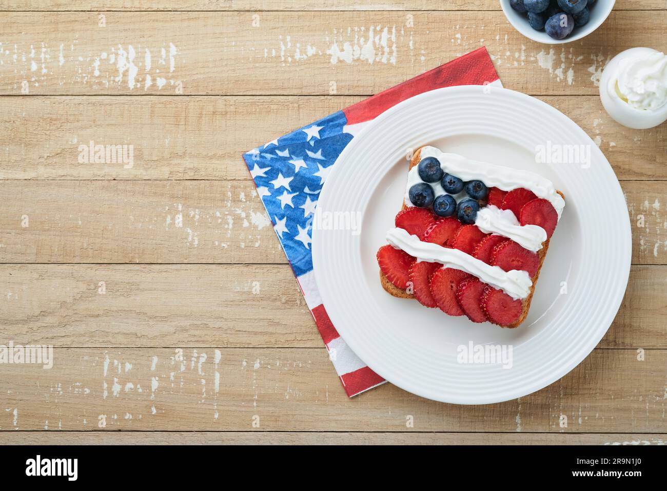 4th of July American Independence Day food. American flag sandwich with ...