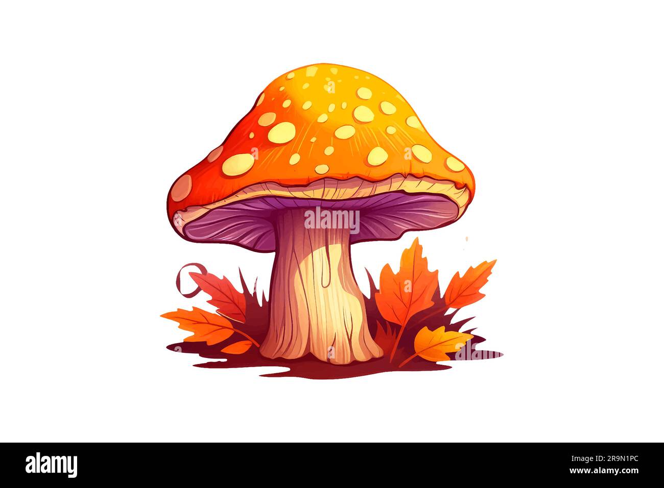 cartoon autumn mushroom on white background in flat style for icon ...