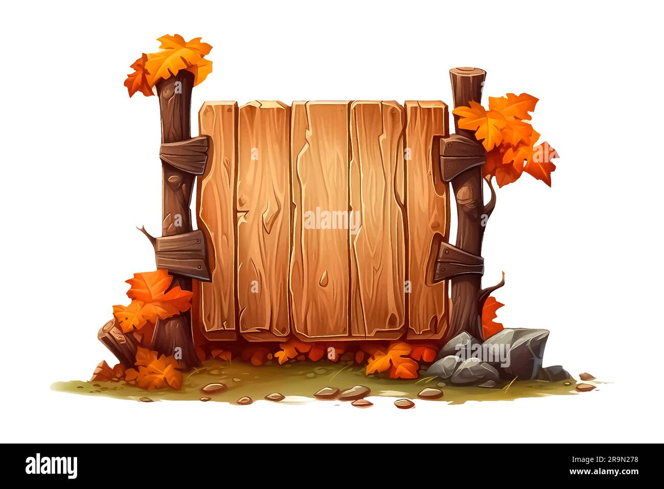 cartoon wood signboard on white background in flat style for icon Stock ...