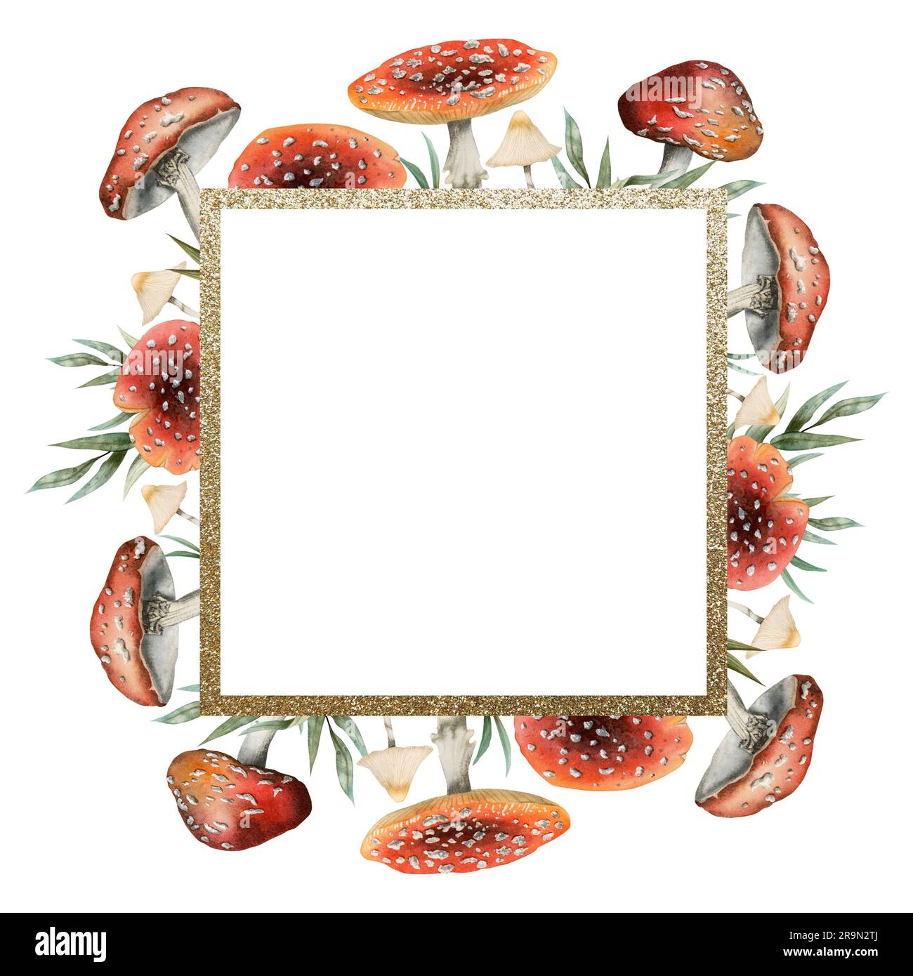 Watercolor illustration frame red Cut Out Stock Images & Pictures - Alamy