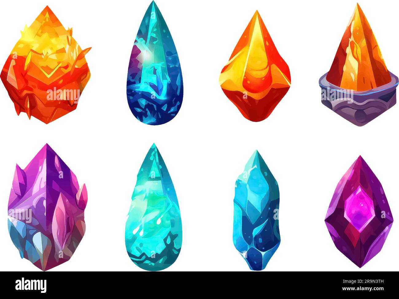 set diamond in cartoon style for video game isolated on white ...