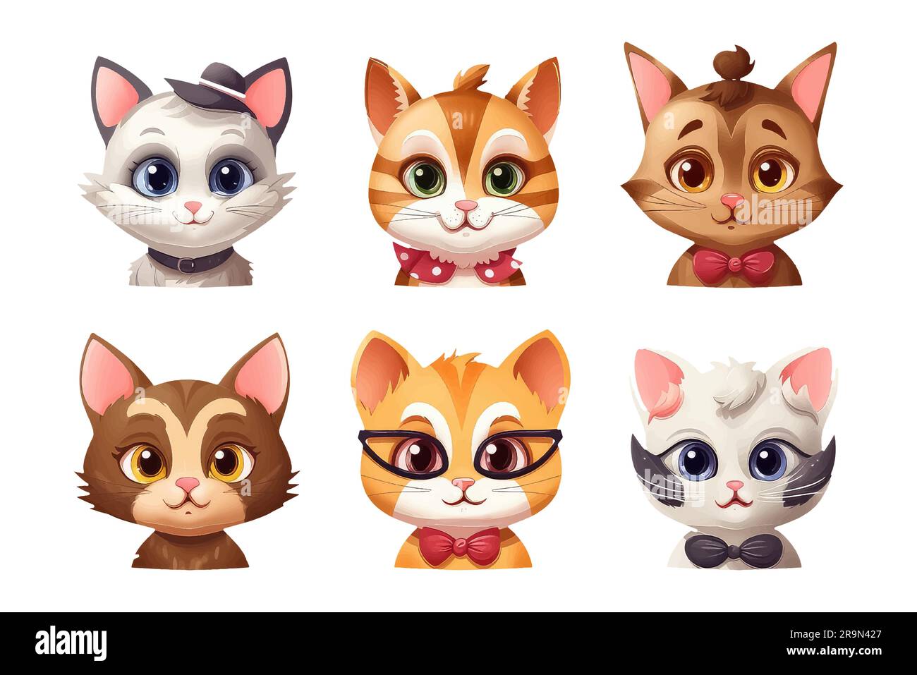 set cat in cartoon style for video game isolated on white background ...