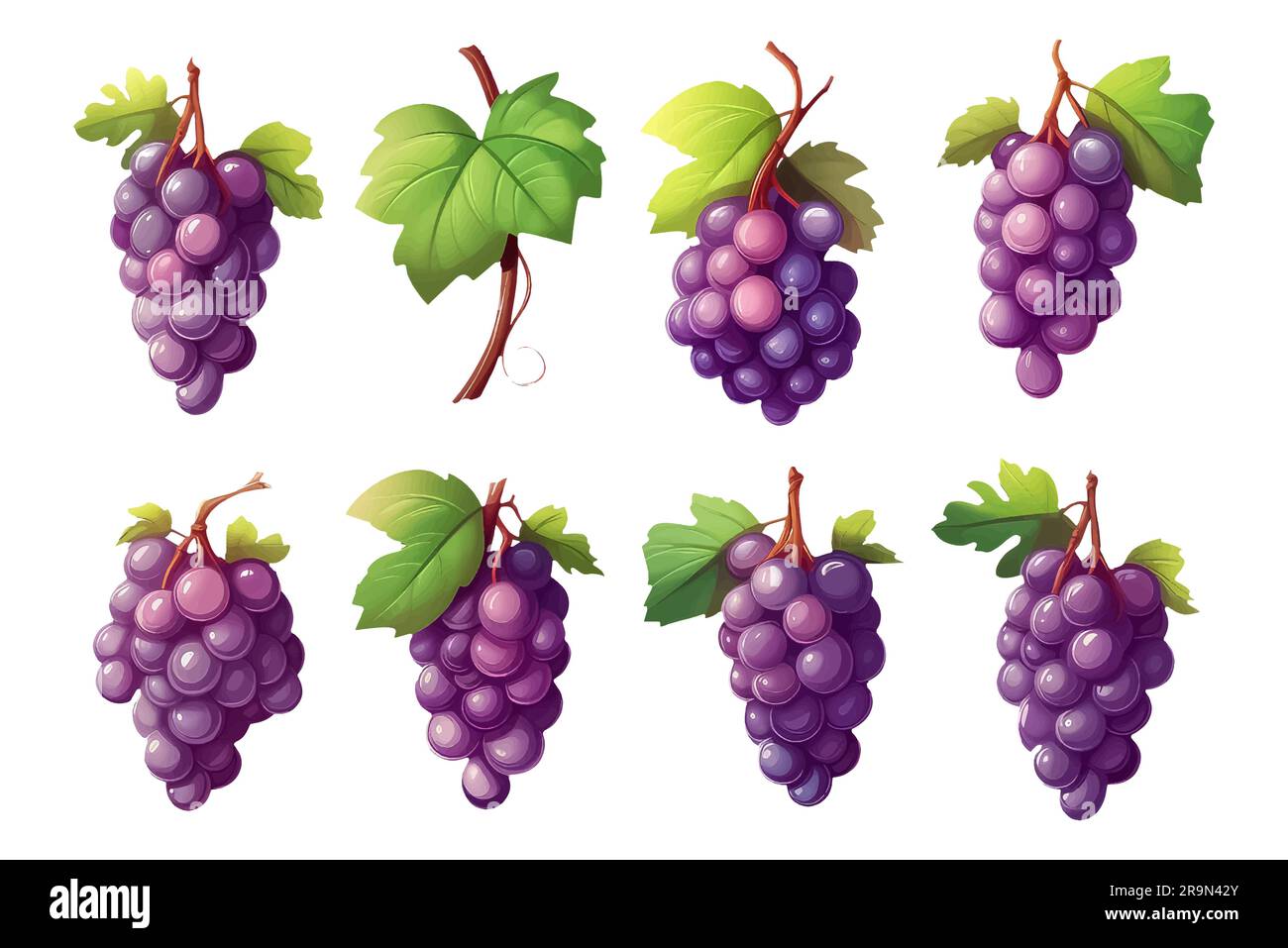 set grape in cartoon style for video game isolated on white background ...