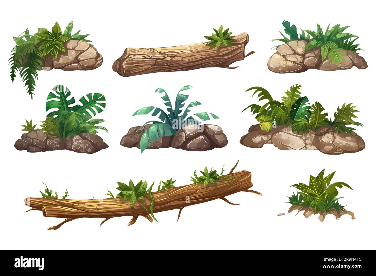 Jungle Elements Vector Plant Elements From Jungle Royalty Free Vector
