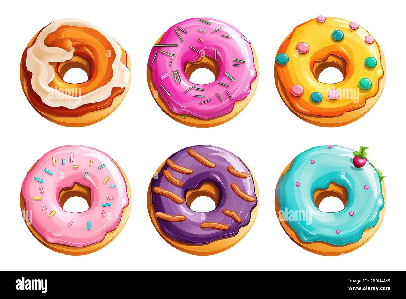 set donuts in cartoon style for video game isolated on white background ...