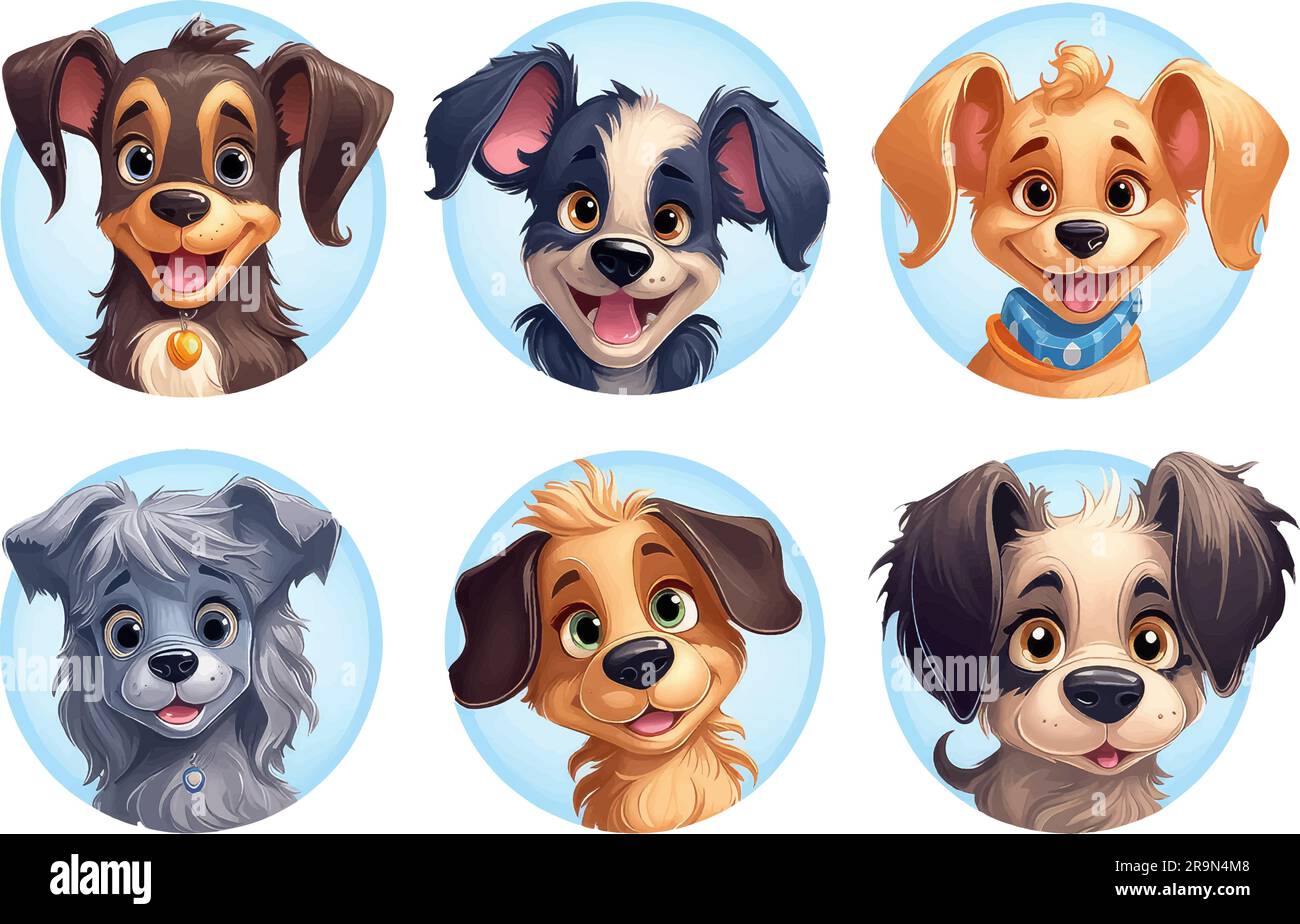 set dog in cartoon style for video game isolated on white background ...