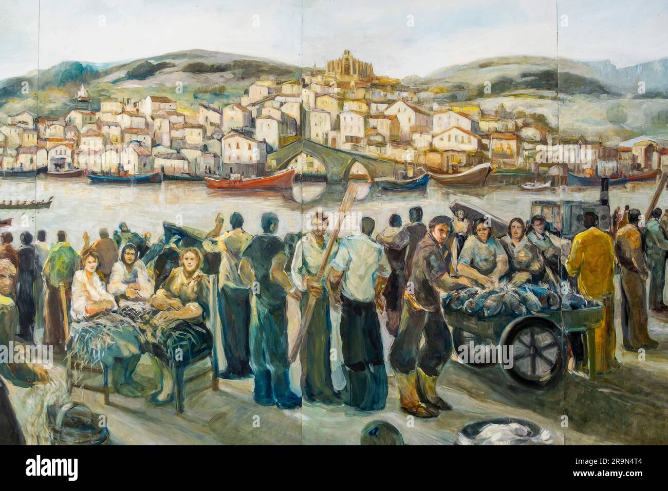 Detail of painting, in Foru Plaza, on the celling of the arcades of the ...