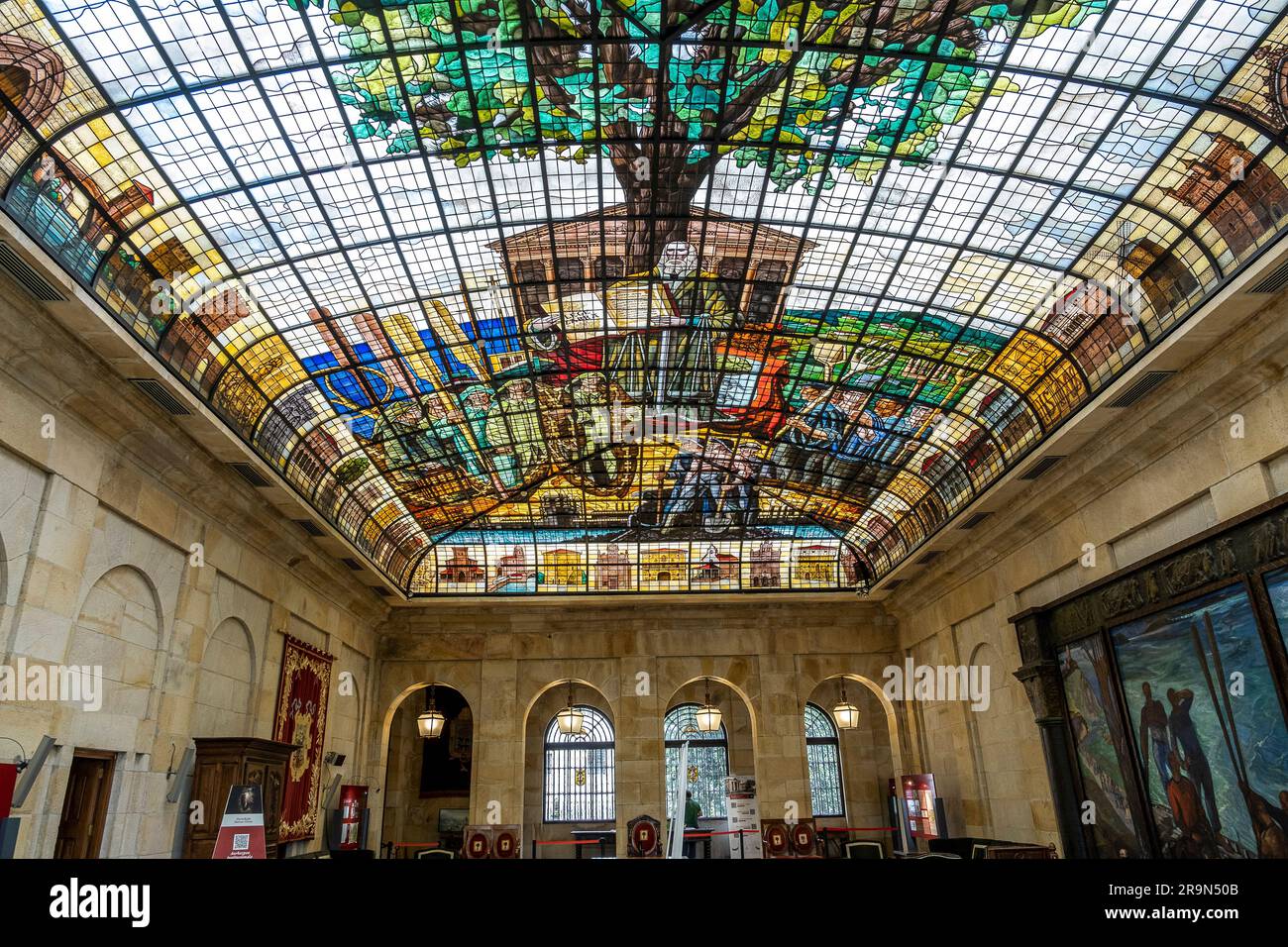 The stained glass window room of Casa de Juntas de Gernika, Gernika ...